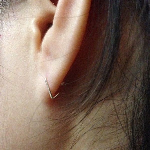 Open Triangle Hoop Earrings Minimalist Hoop Earring Thin Earring ...