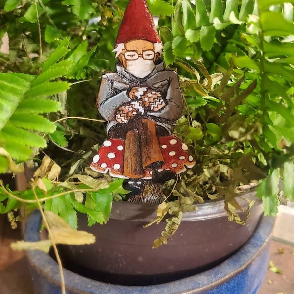 Bern in a Fern - Grumpy Bernie Garden Gnome Plant Stake - Handmade in ...