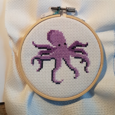 Octopus Cross Stitch Kit With Hoop Counted Cross Stitch Kit for ...