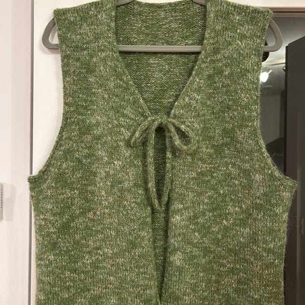 Flora Vest ENGLISH Knitting Pattern - Feminine Open Vest With a Bow ...