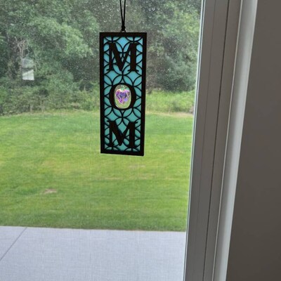 Stained Glass and Wood Window Charm New Home Gift Boho Suncatchers ...