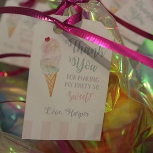 Ice Cream Party Favor Tags Editable Template / Ice Cream Party Treat ...