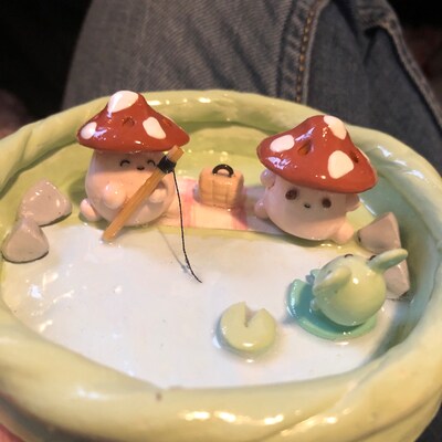 Mushroom Frog Clay Jewelry Dish Cottagecore Fairycore hand Made - Etsy