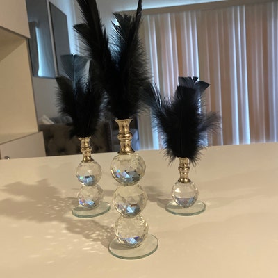 White Triple Crystal Feather, Crystallines, Home Gifts, Crystal Decor ...