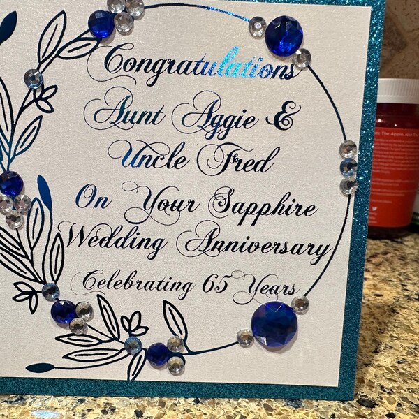 Sapphire Anniversary Card|65th Anniversary|parents - Etsy
