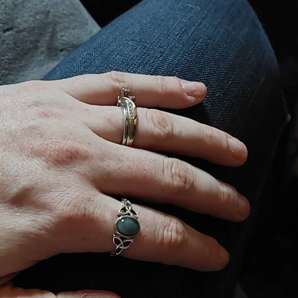 JADE TRINITY RING | Sterling Silver, Celtic Trinity Ring, Celtic Ring ...