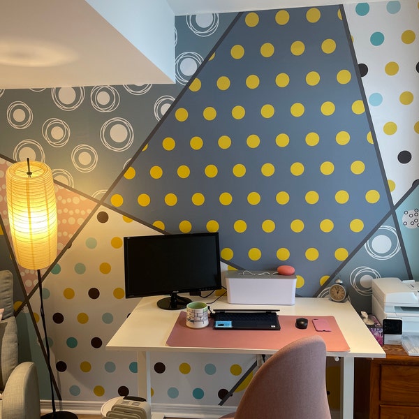 Geometric Trapezoid and Triangle Shapes Points Wallpaper Self Adhesive ...
