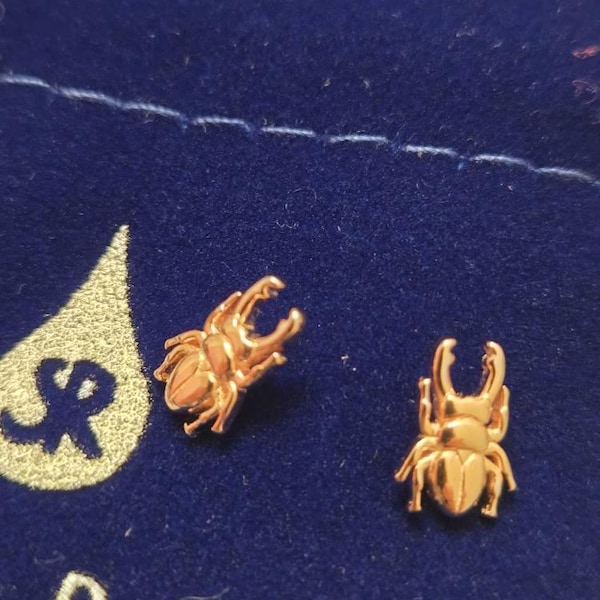 Tiny Stag Beetle Stud Earrings in Sterling Silver, Silver or Gold or ...