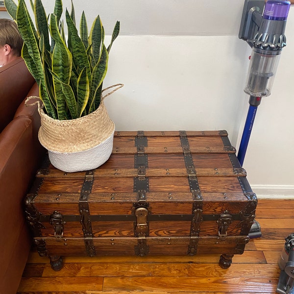 185 Refurbished Antique Wooden Trunk - Etsy