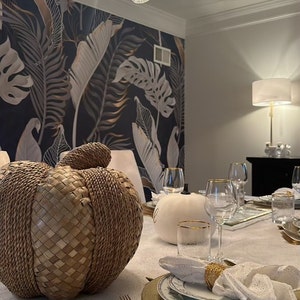 Black Floral Peel and Stick Wallpaper, Floral Removable Wallpaper ...