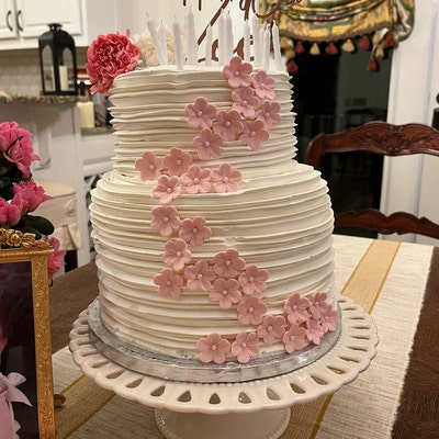 PINK on WHITE Gum Paste Blossoms 30 Edible Cake Topper and Cupcake ...