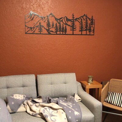 Mountain and Trees Scene Metal Wall Art - Etsy