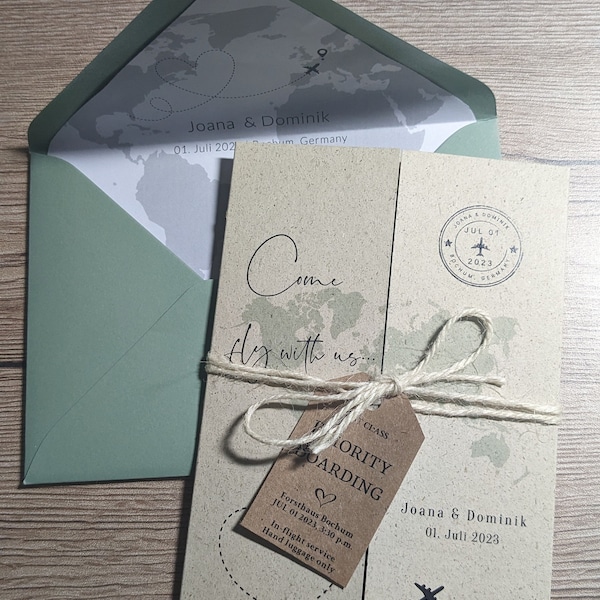 Destination - Wedding Invitations, Travel Inspired Folded Invitation ...