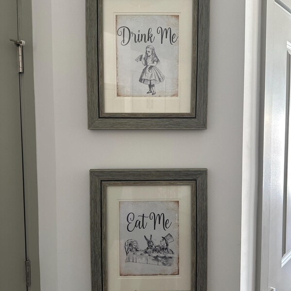 Vintage Set of 2 Alice in Wonderland Party Food Signs, Drink Me, Eat Me ...