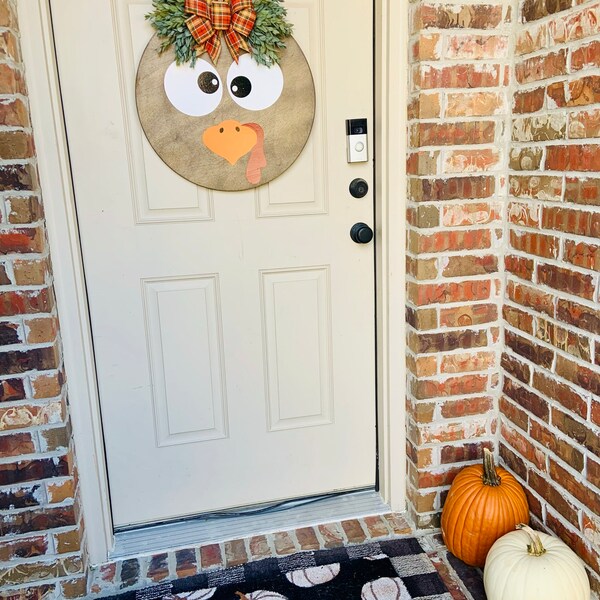 Thanksgiving Front Door Decor | Gobble | Turkey Front Door Wreath ...