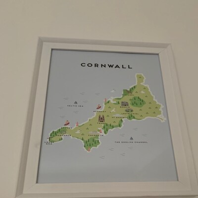 Cornwall Map Illustrated Map of Cornwall Print / Travel Gifts / Gifts ...