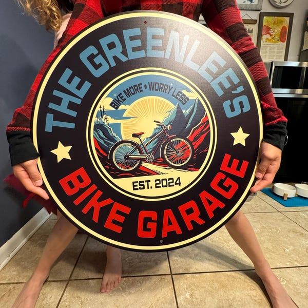 Retro Bike Garage Sign, Bike Garage, Custom Bike Sign, Bike Sign, Bike ...