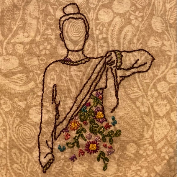 Floral Lady Hand Embroidery Pattern / Easy Digital PDF Download ...