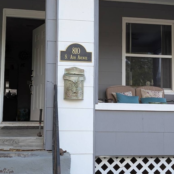 LAWN MOUNTED Stone Address Plaque With Engraved Numbers. Address Sign ...