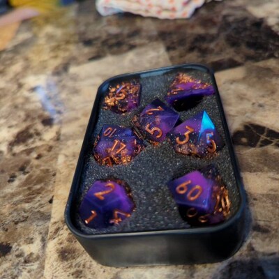 Arcane Eye Sparkling Layered Semi-translucent Dice Set Glitter Blue and ...