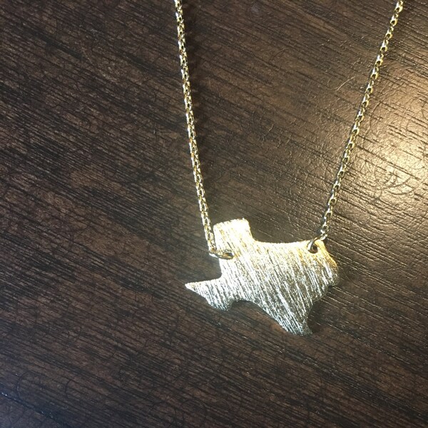 Texas State Necklace in Gold, TX State Necklace, Gold State Bar ...