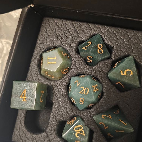 Natural Green Jade Dnd Dice Set| Gemstone D20 Dice Set| Dungeons and ...