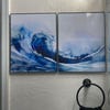Watercolor Waves Abstract Print Set of 3 Ombre Blue Wall Art Blue Wave ...
