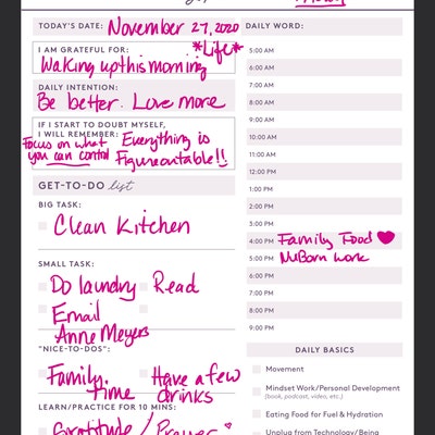 Mindset First Daily Planner Printable PDF One Page - Etsy