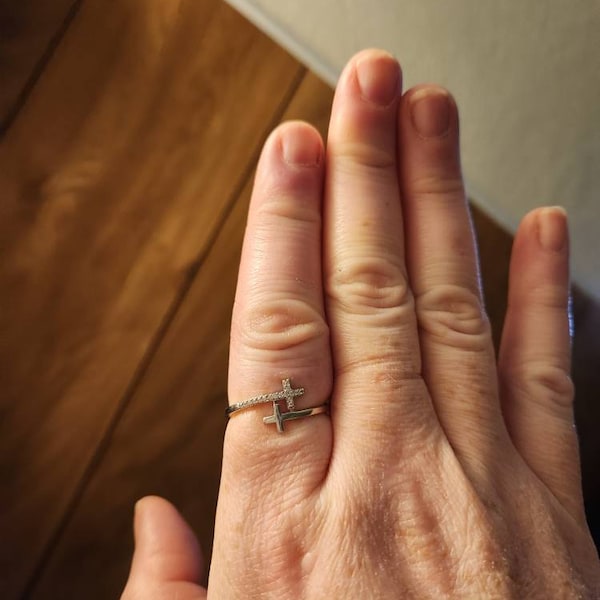 14K Solid Gold Cross Ring, 925 Sterling Silver Cross Ring, Handmade ...