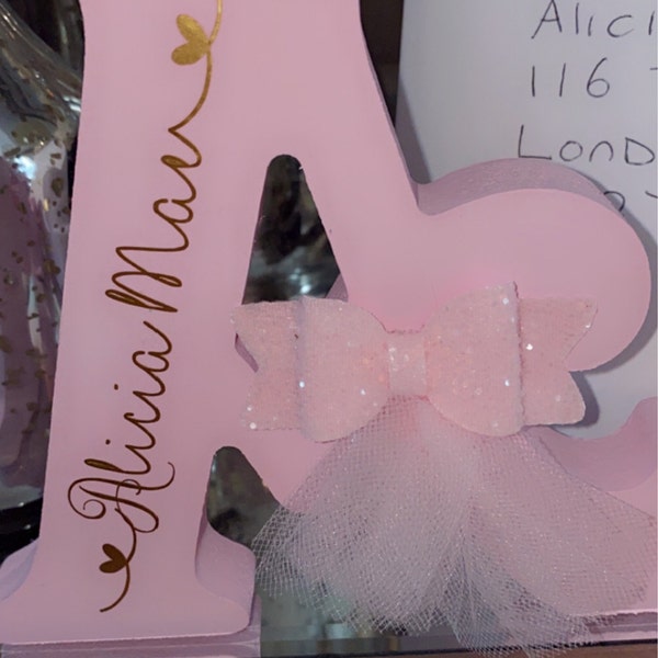 Handmade Personalised Wooden Freestanding Princess Letter Name. Bedroom ...