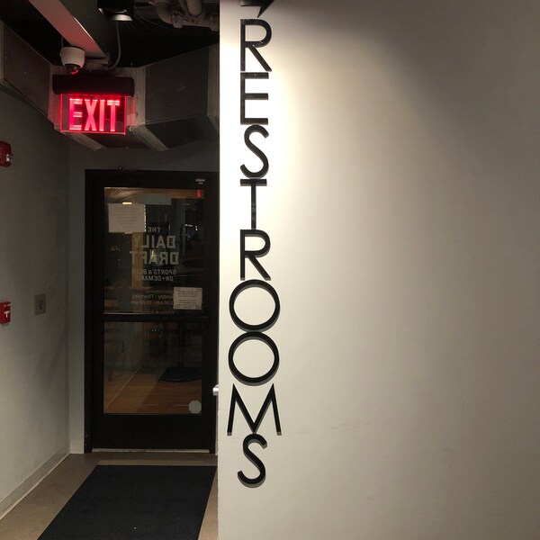 3D Restroom Sign Typography Letters - 6" X 48" - Modern Office Home ...