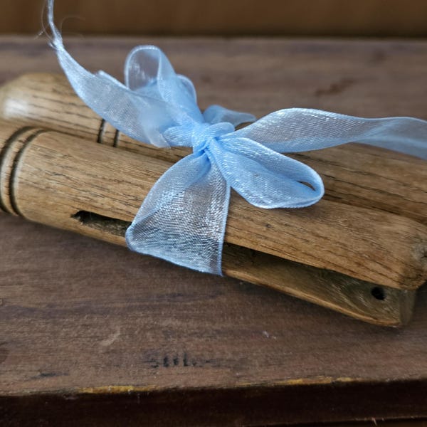 Vintage Antique Wooden Mill Bobbins, Metal Bound Original Patina ...