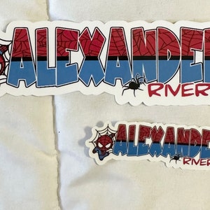 Spider Super Hero Custom Name Sticker, First Last Name Label ...