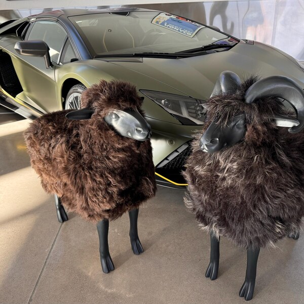 Lalanne Style Sheep Chair.luxurious Fluffy Sheepskin Stool: Soft and ...