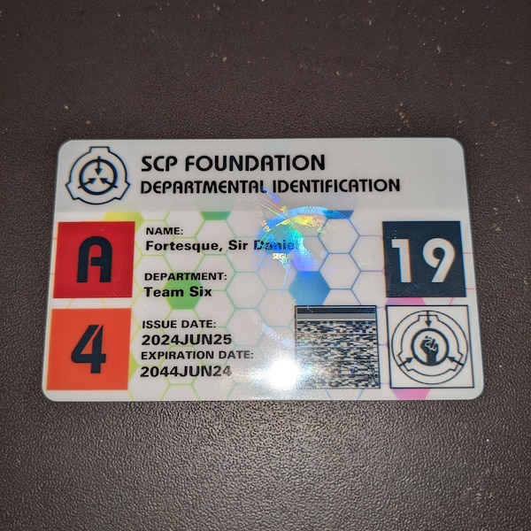 SCP Foundation Departmental ID Card / Badge - Customized With Your ...