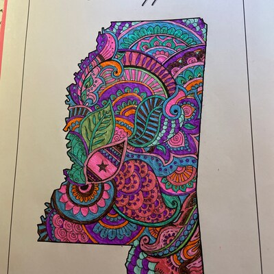 New Hampshire State Map Coloring Page for Adults Map Art - Etsy