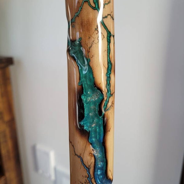 Walking Stick, Hiking Stick, Staff, Fractal Burning, Epoxy Resin - Etsy
