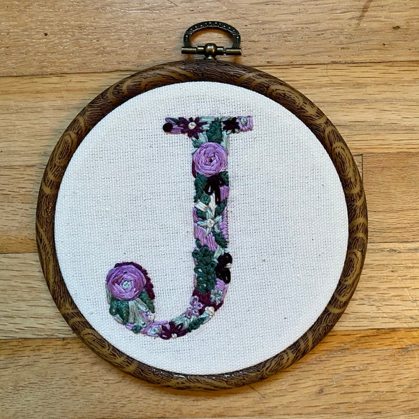 PDF Pattern - Letter J Floral Monogram, Embroidery Pattern, Alphabet ...