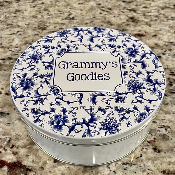 Personalized Chinoiserie Cookie Tin: Blue & White Floral Treat Tin - Etsy