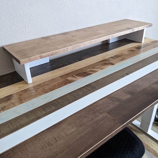 Solid Wood Monitor Stand: Custom Color Desk Riser - Etsy
