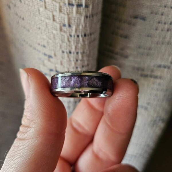 Blue Moon Glow Ring, Black Ceramic Ring With Moonstone and Glowing Blue ...