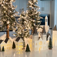 Paper Cathedral, Christmas Village Set, Paper Church Model, Paper ...