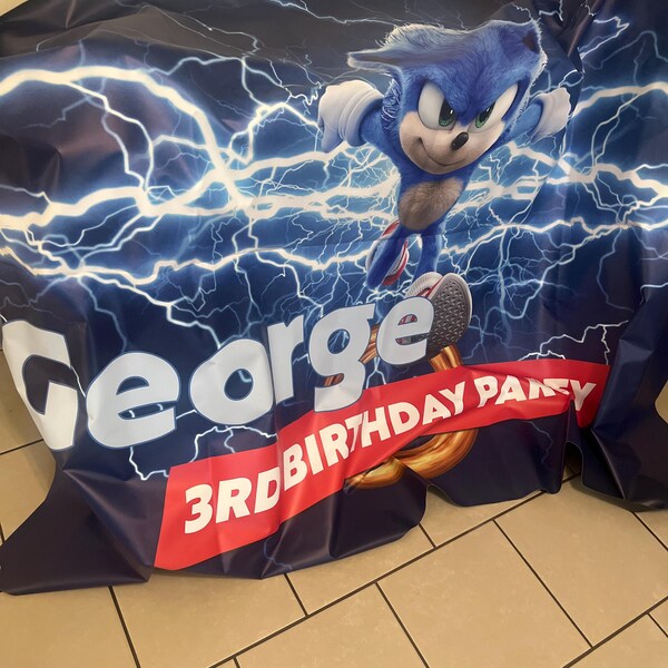 Sonic Birthday Backdrop, Super Sonic Birthday Banner, Sonic Party ...