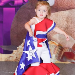 Red White Blue Wear With Cape Pageant Fun Fashion Girls Patriotic ...