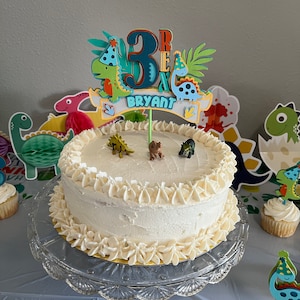 3 Rex Birthday Cake Topper in Isla | Etsy