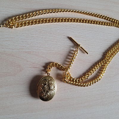 Double Albert Gold Colour Pocket Watch Fob Chain With Crown Pendant 036 ...