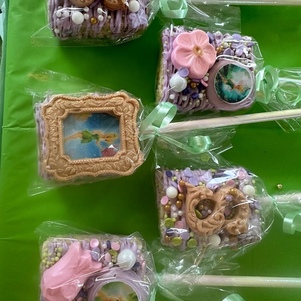 Princess Tiana Chocolate Covered Rice Krispies, Princess Party, Party ...