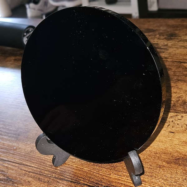 Black Obsidian Scrying Plate With Stand, Polished Stone - Etsy