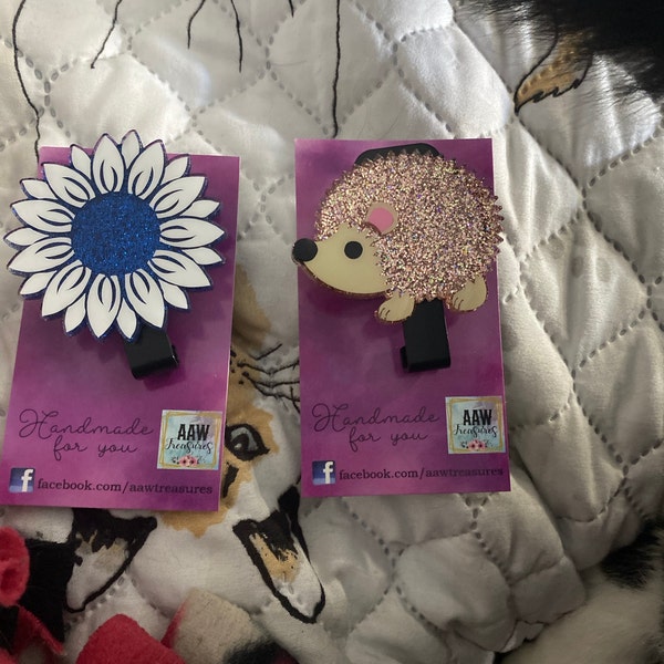 Cute Hedge Hog Badge Reel; Animal ID Holder; Retractable Badge; Glitter ...
