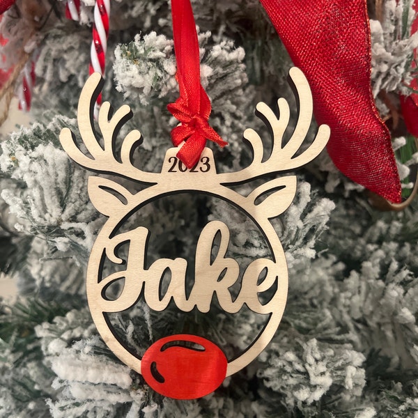 Personalized Reindeer Ornament - Etsy